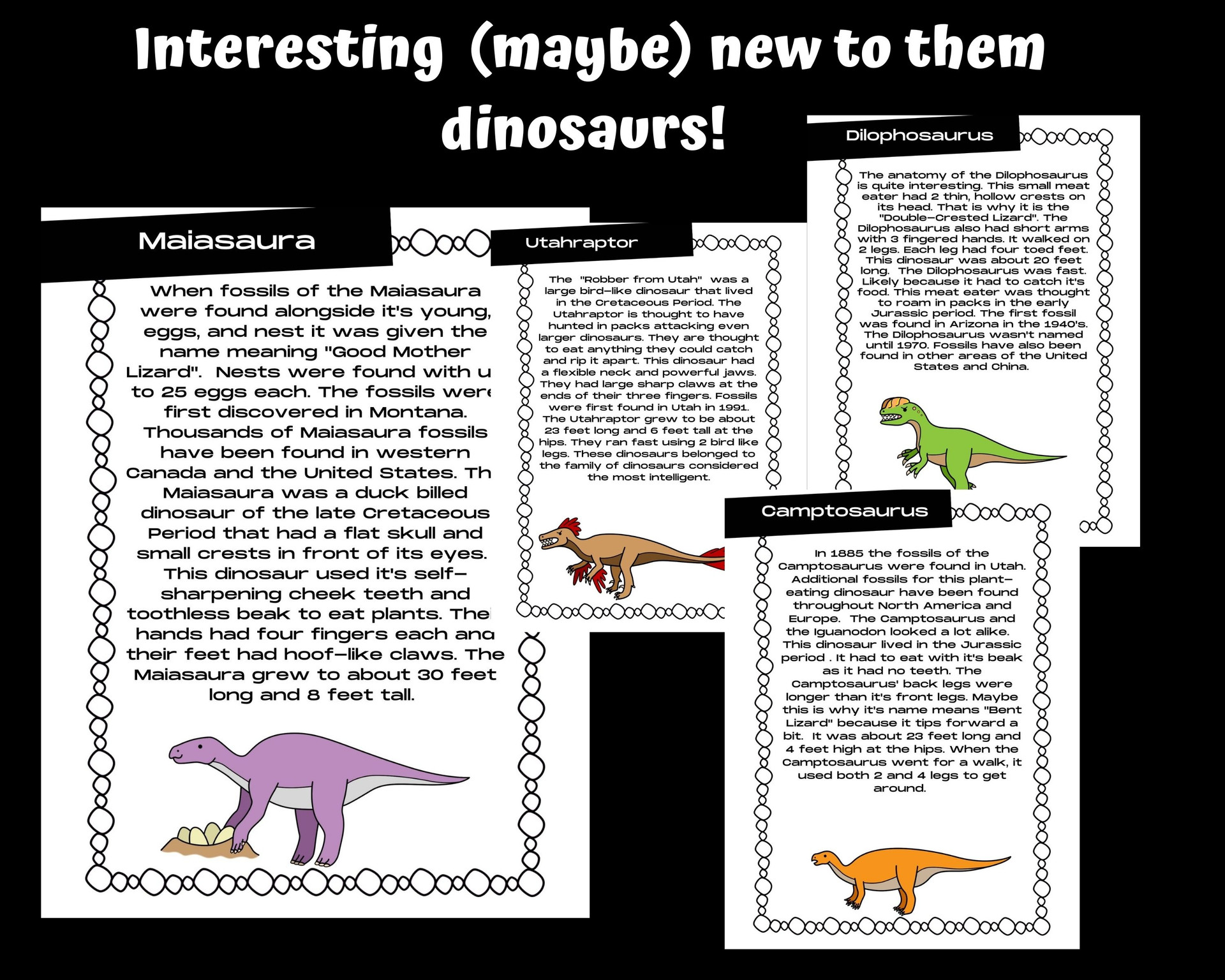 Dinosaur Fact Worksheets