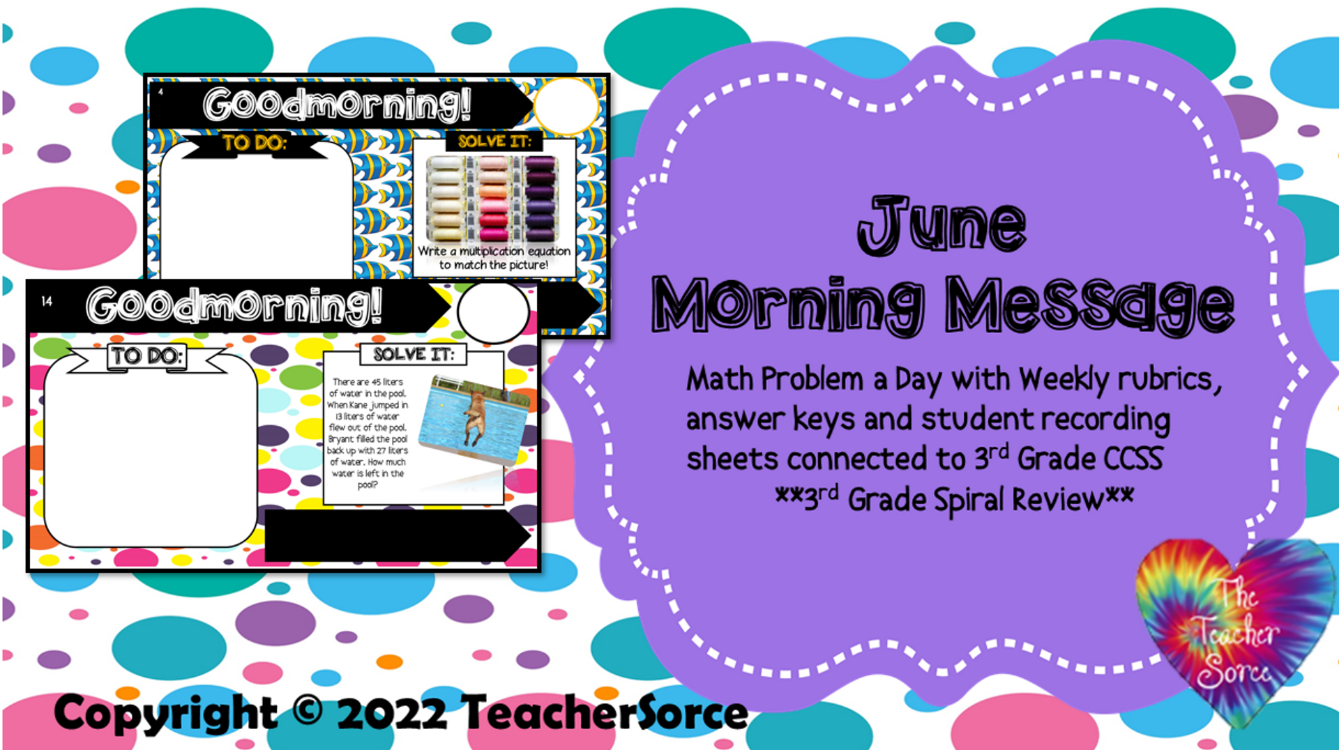 June Editable Morning Message (3rd Grade)-Math Solve It's