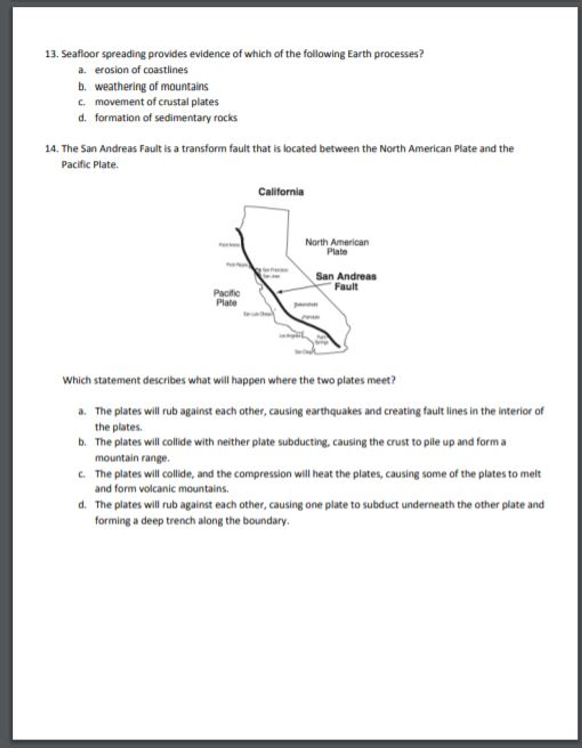 Plate Tectonics Exam