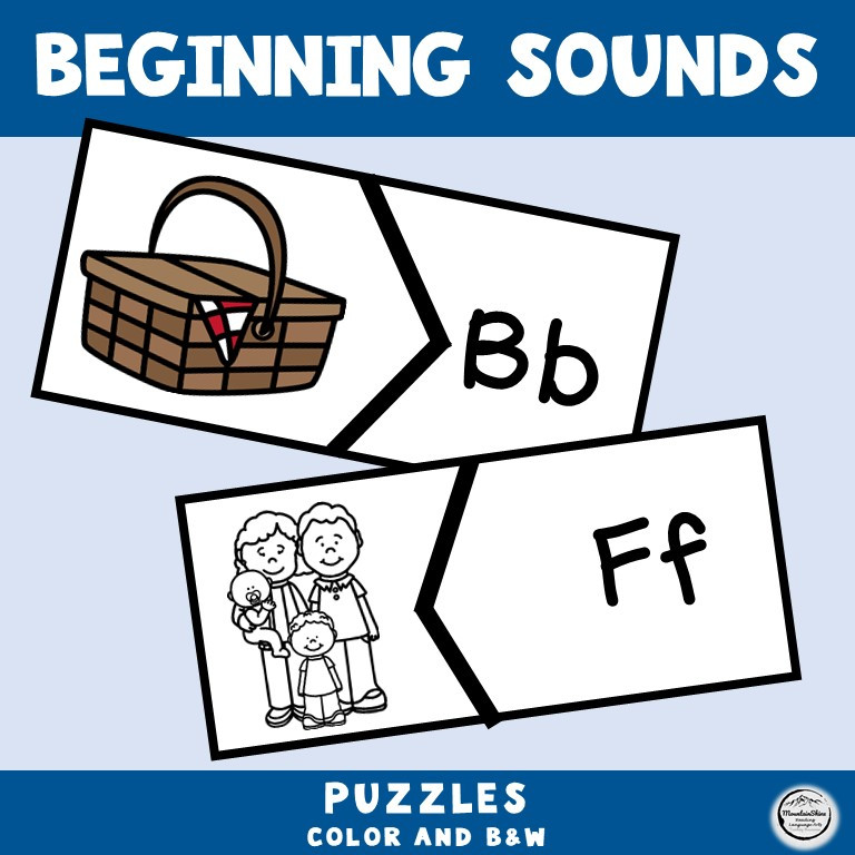 Beginning Sounds Flashcards, Puzzles, Clip Cards & Worksheets