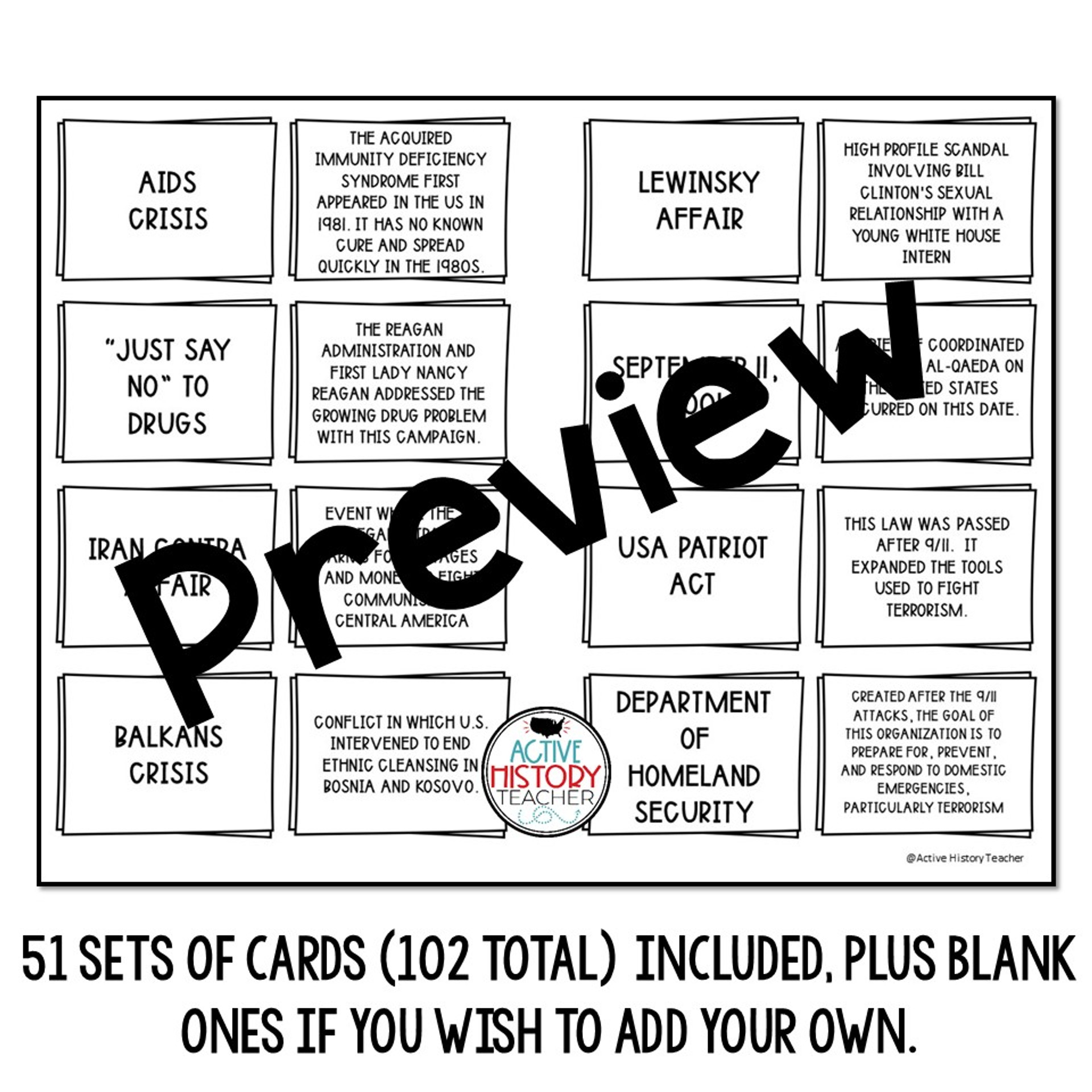 Modern America Activity Vocabulary Matching Hands-On EOC Review