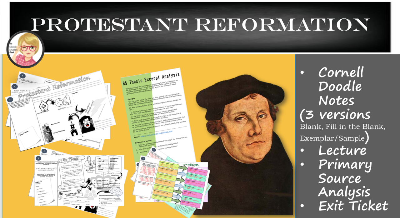 Protestant Reformation Doodle Notes & Primary Source Analysis - Amped ...