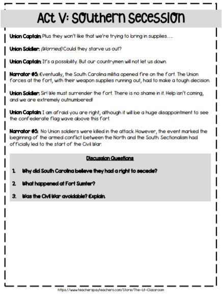 Sectionalism/ Causes of the Civil War Reader's Theater - Amped Up Learning