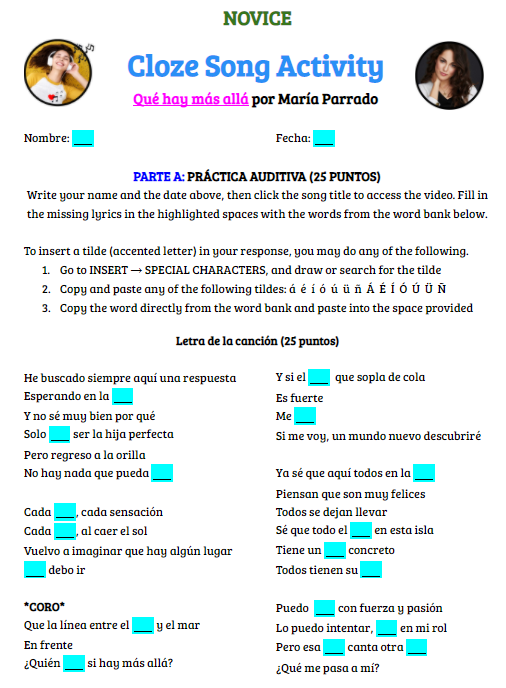 LyricsTraining & Cloze Songs Activities - Qué hay más allá (How Far I ...