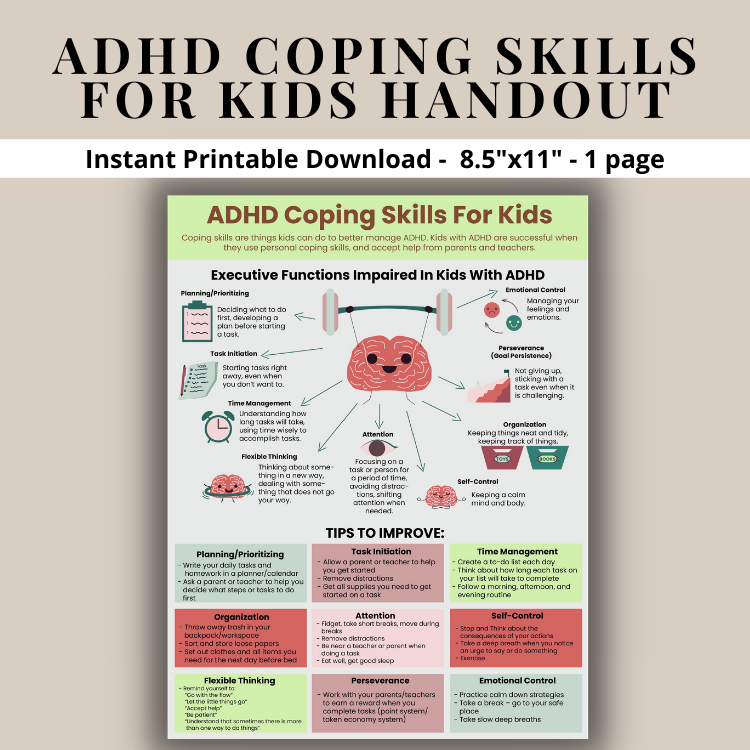 ADHD Coping Skills For Kids - Executive Functioning Deficits Strategies ...