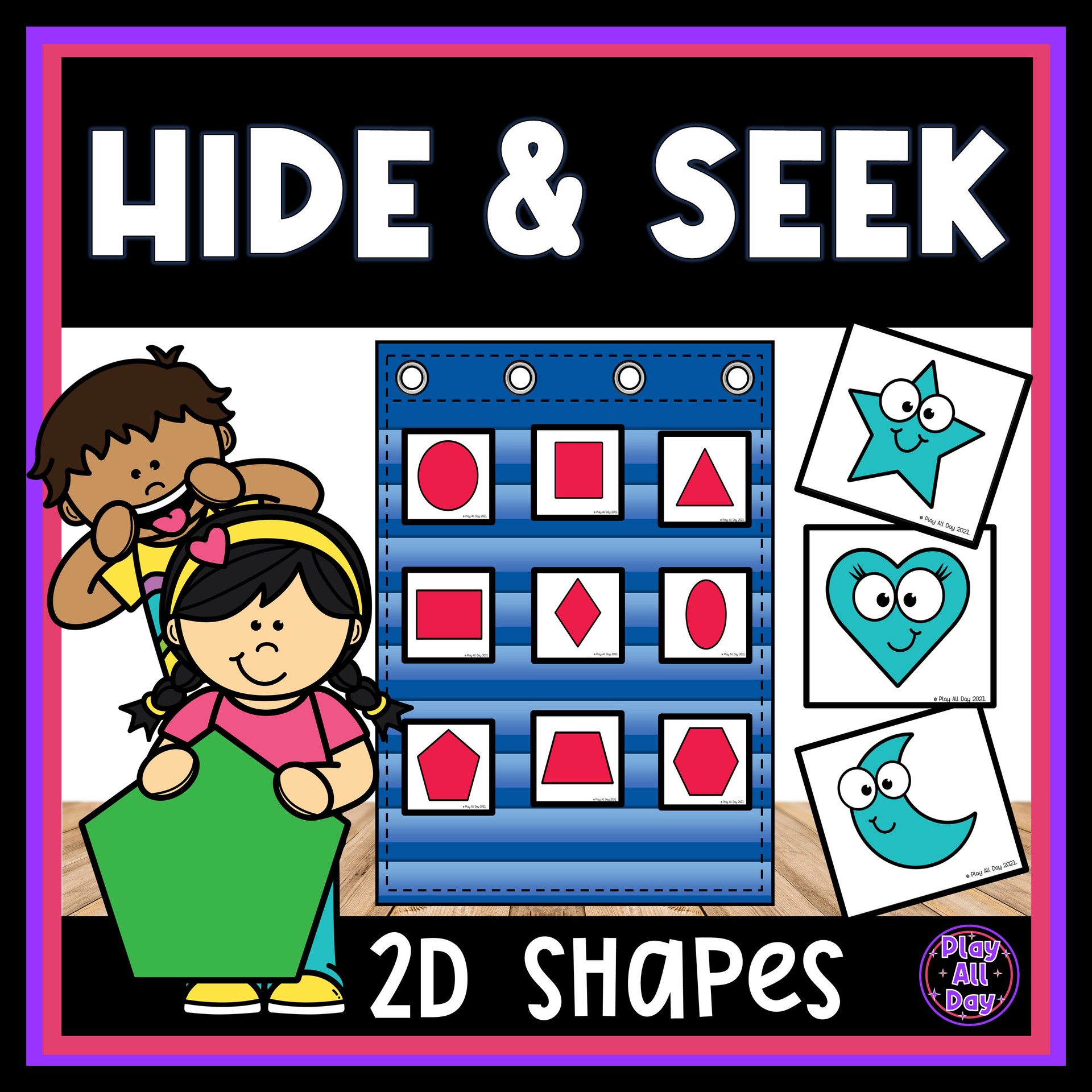 2D Shapes Hide & Seek | pocket Chart Game | 2D Shapes Recognition