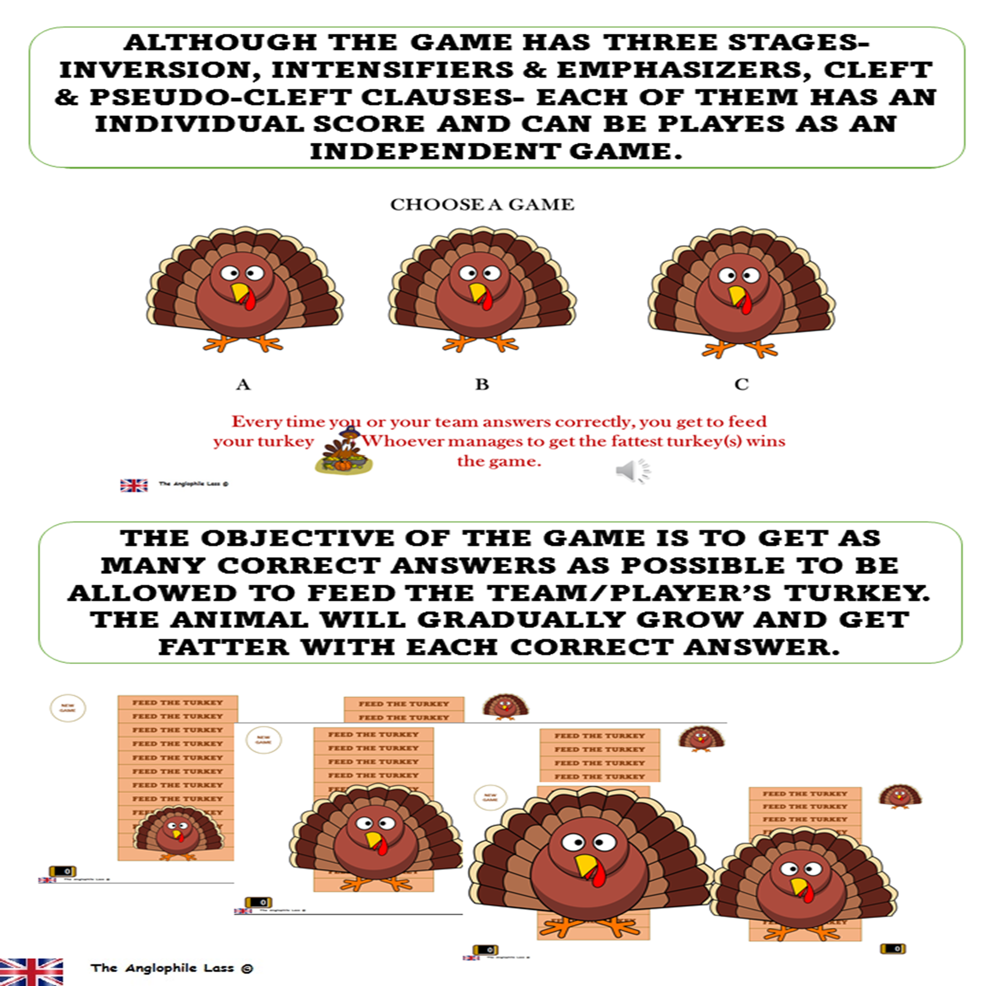 THANKSGIVING ELA TURKEY GAME | Emphasis | Inversion | Cleft clauses ...