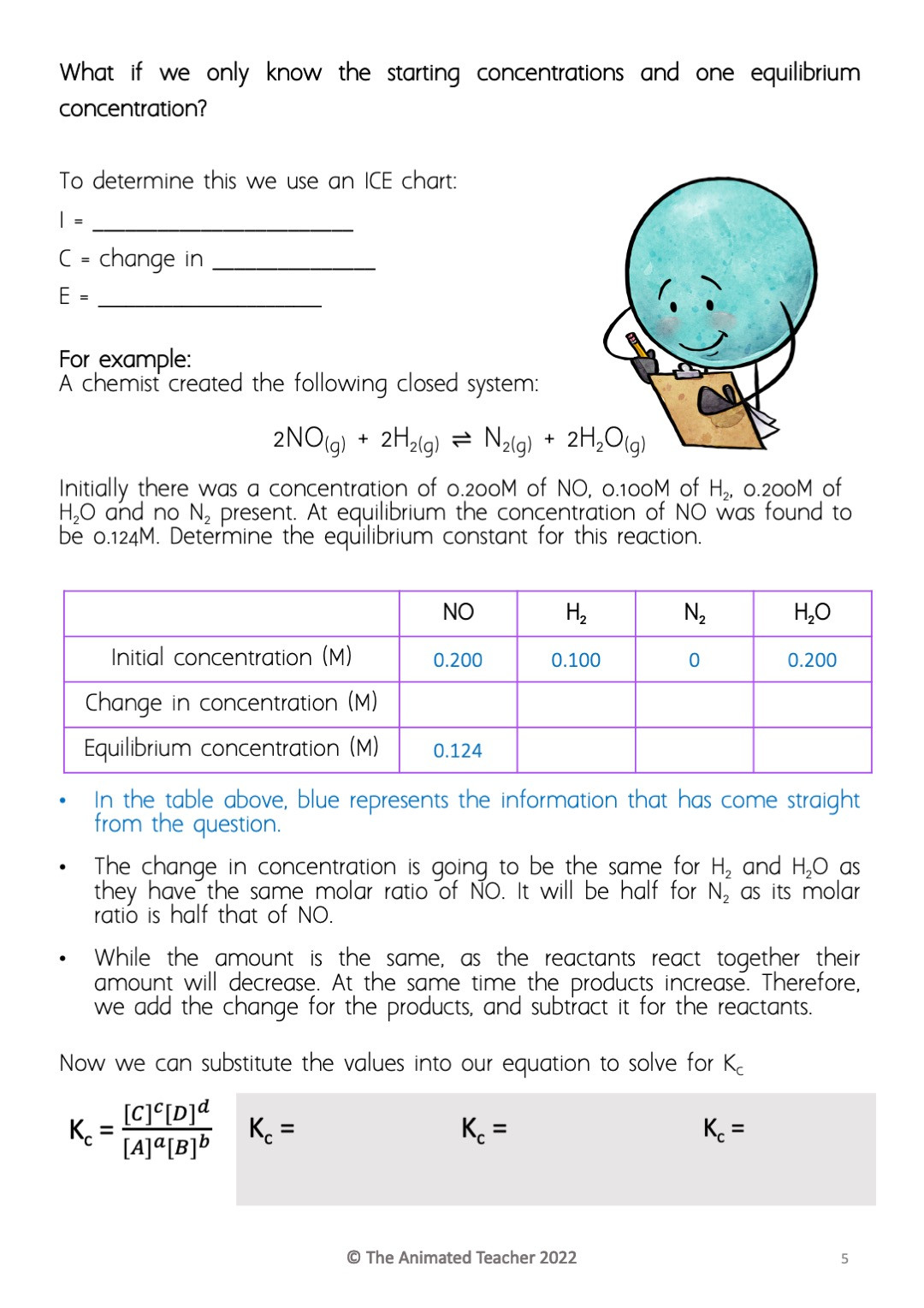 Equilibrium Constant Worksheet with Answers