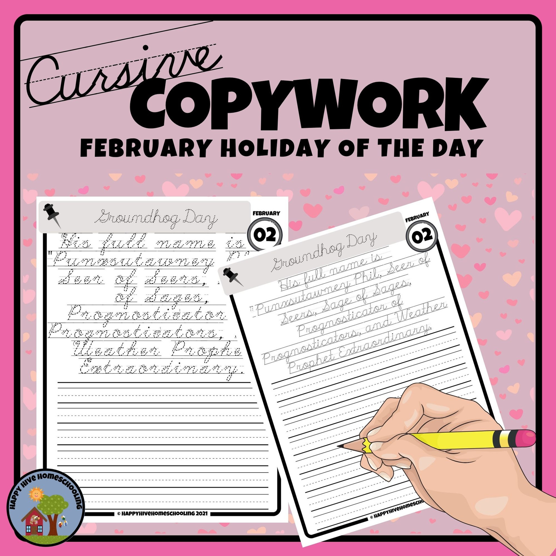 February Copywork Printables- Family Pack
