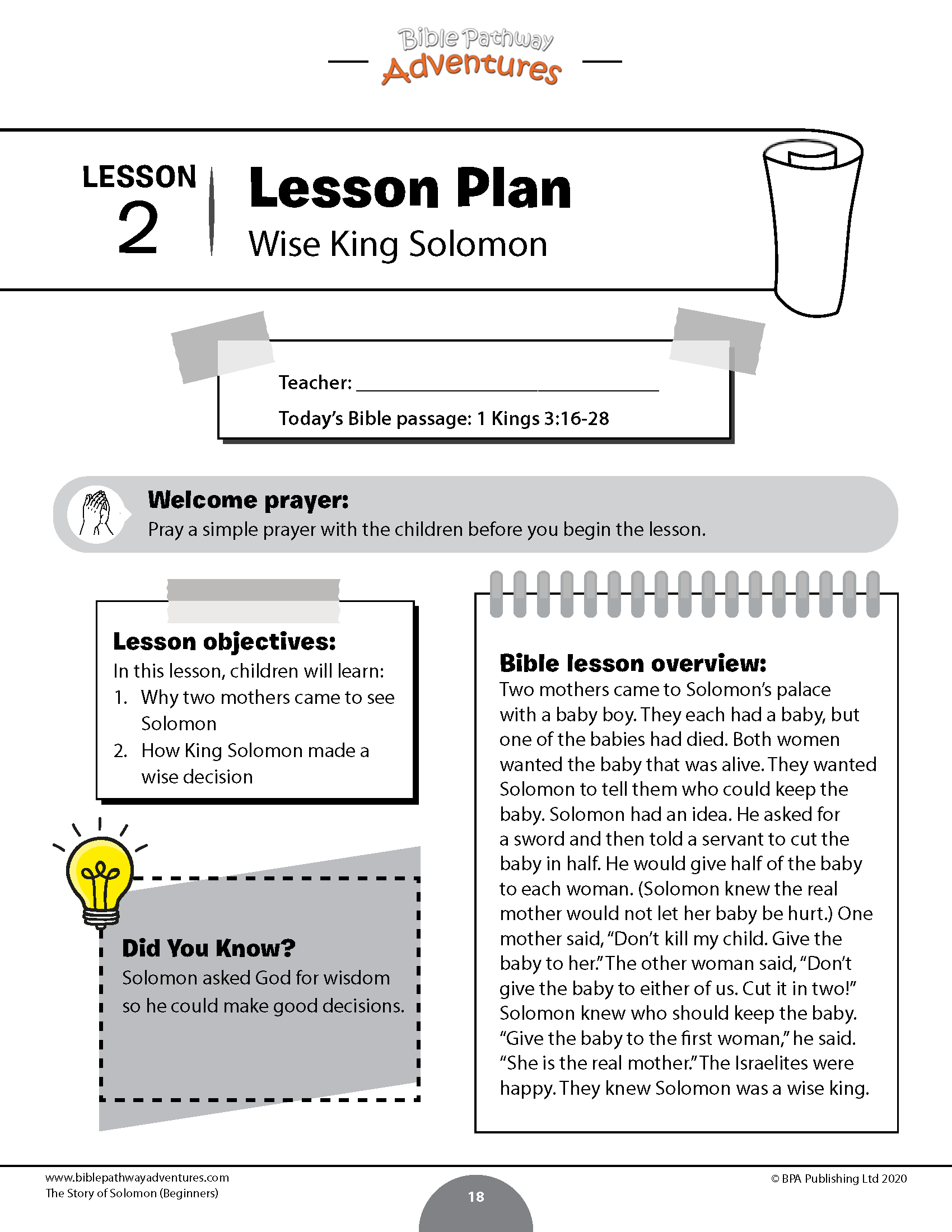 King Solomon Activity Book