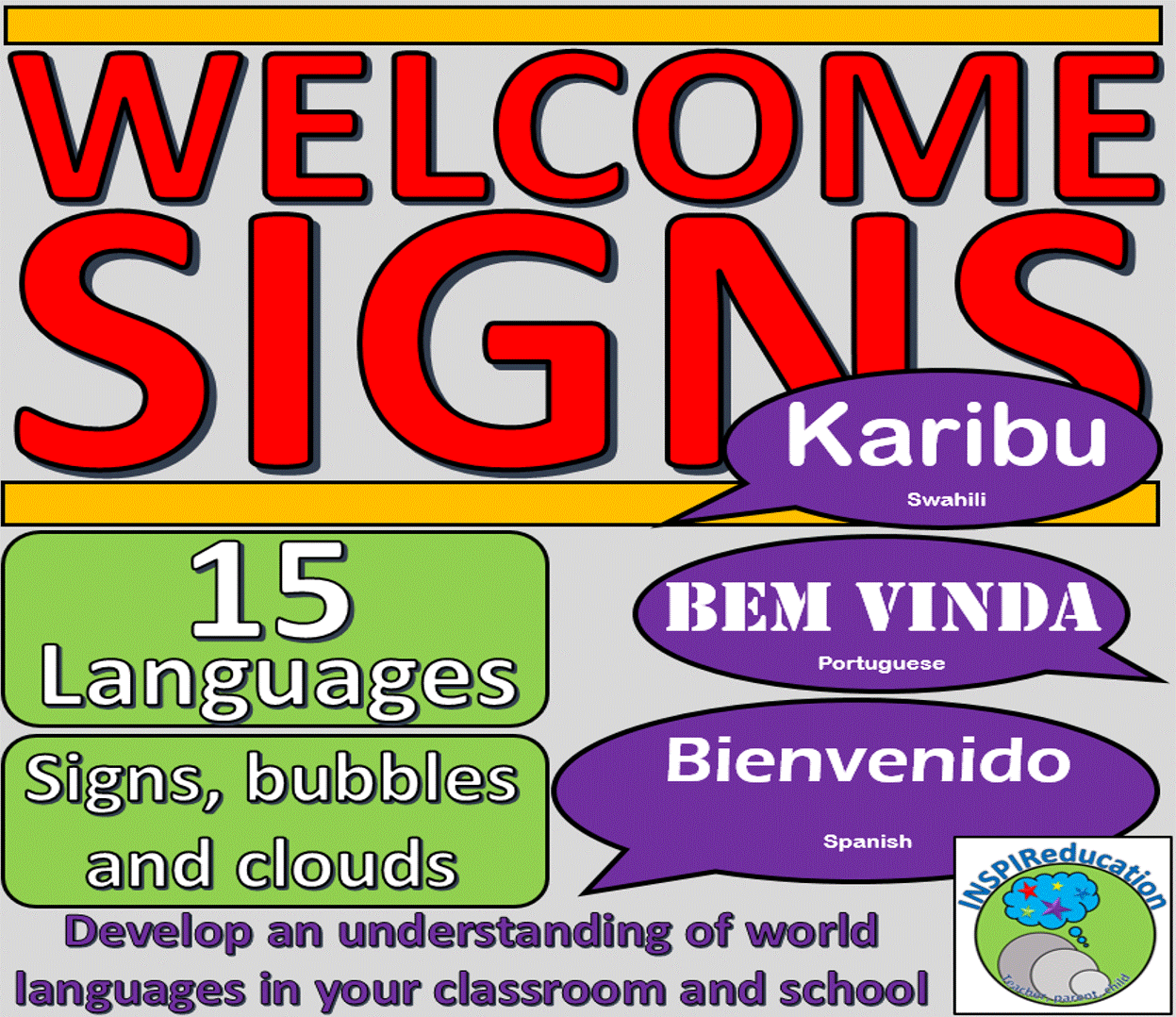 Classroom WELCOME SIGNS: 15 Global Languages - Back to School Display Pack
