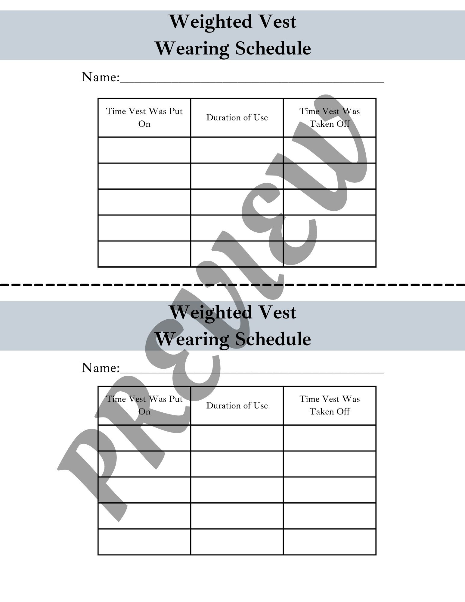 Weighted Vest Wearing Schedule for Teachers and Parents | Occupational ...