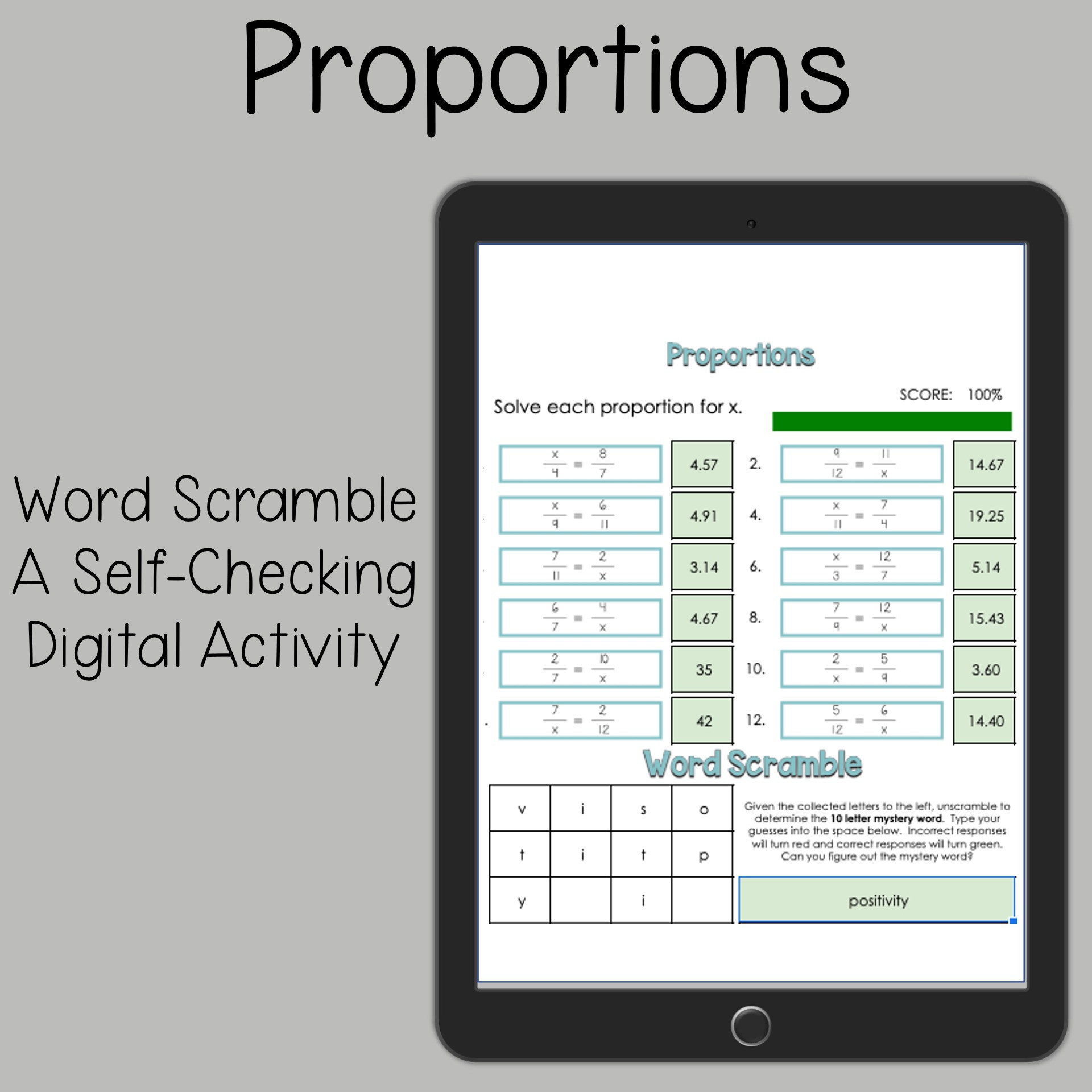 Proportions Word Scramble