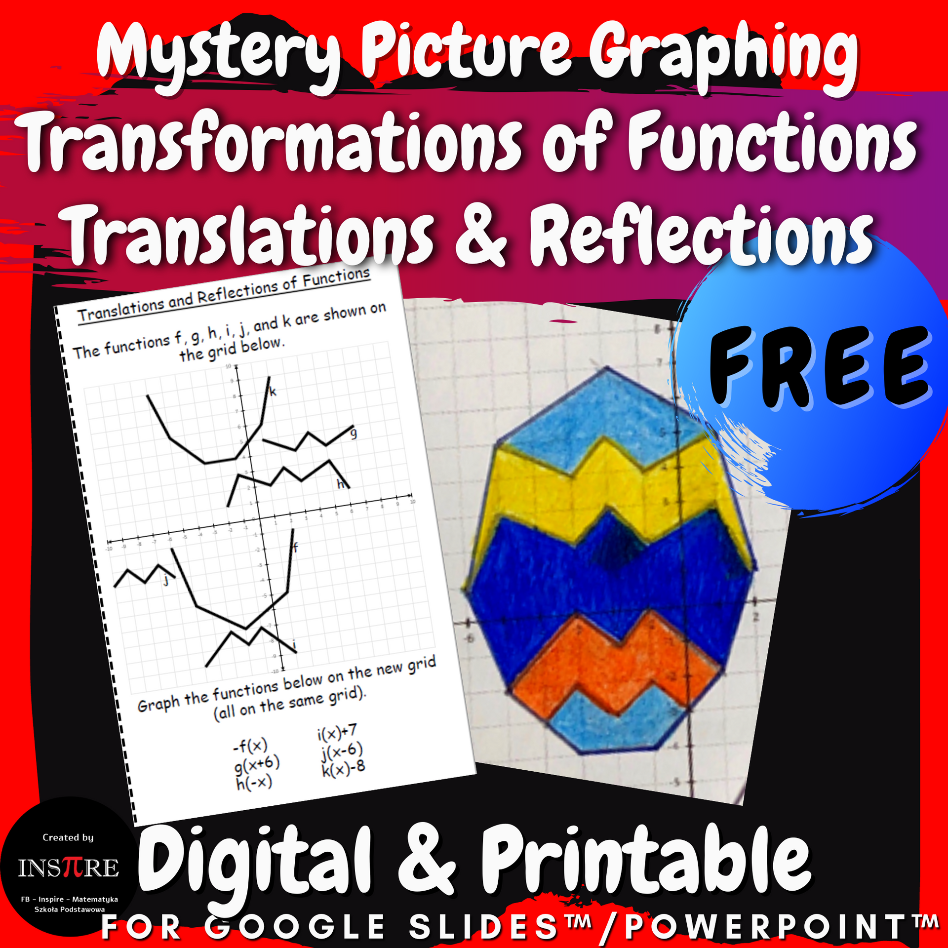 FREE Easter Egg Transformations of Functions Translations Reflections ...