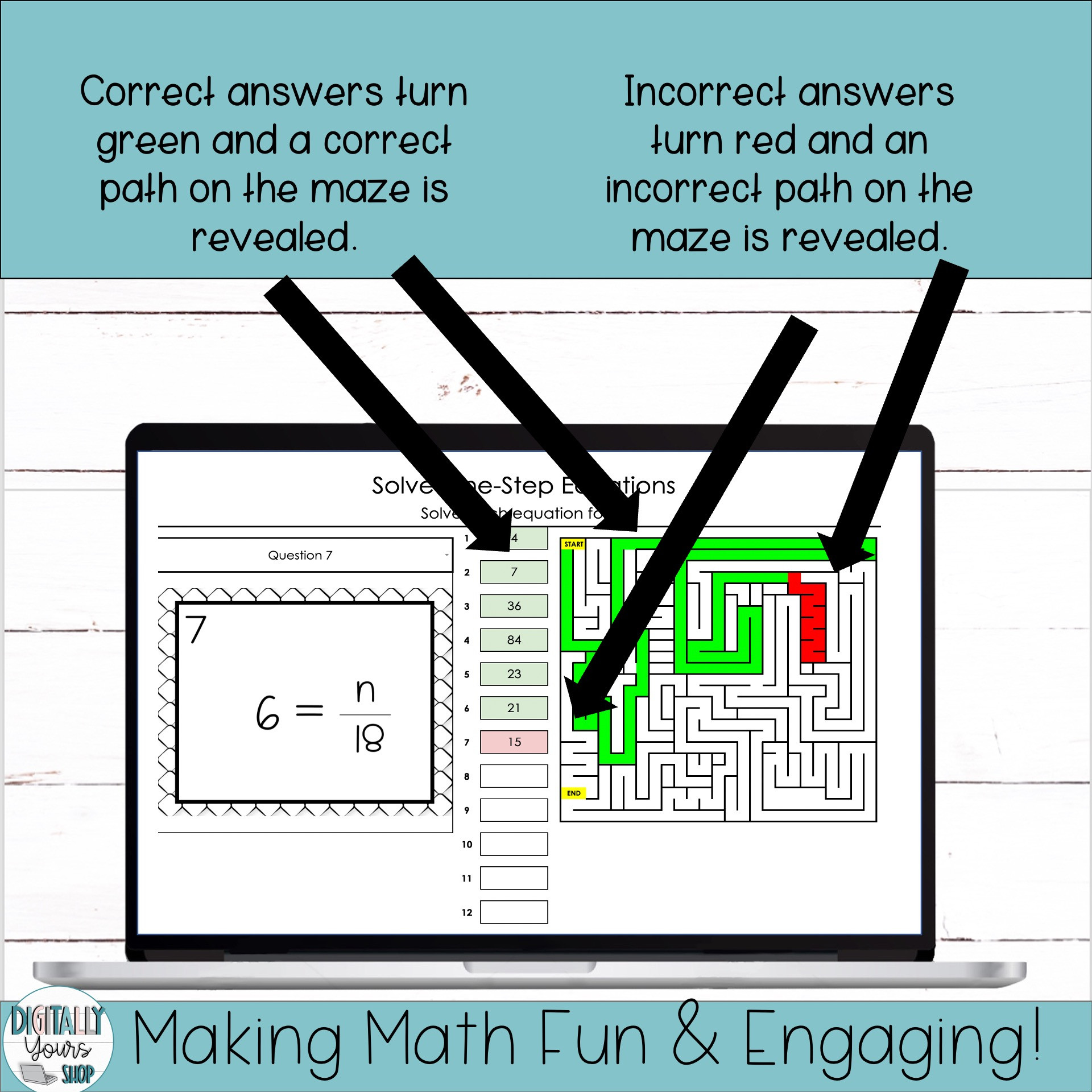 Solve One Step Addition and Subtraction Equations Digital Maze - Amped ...