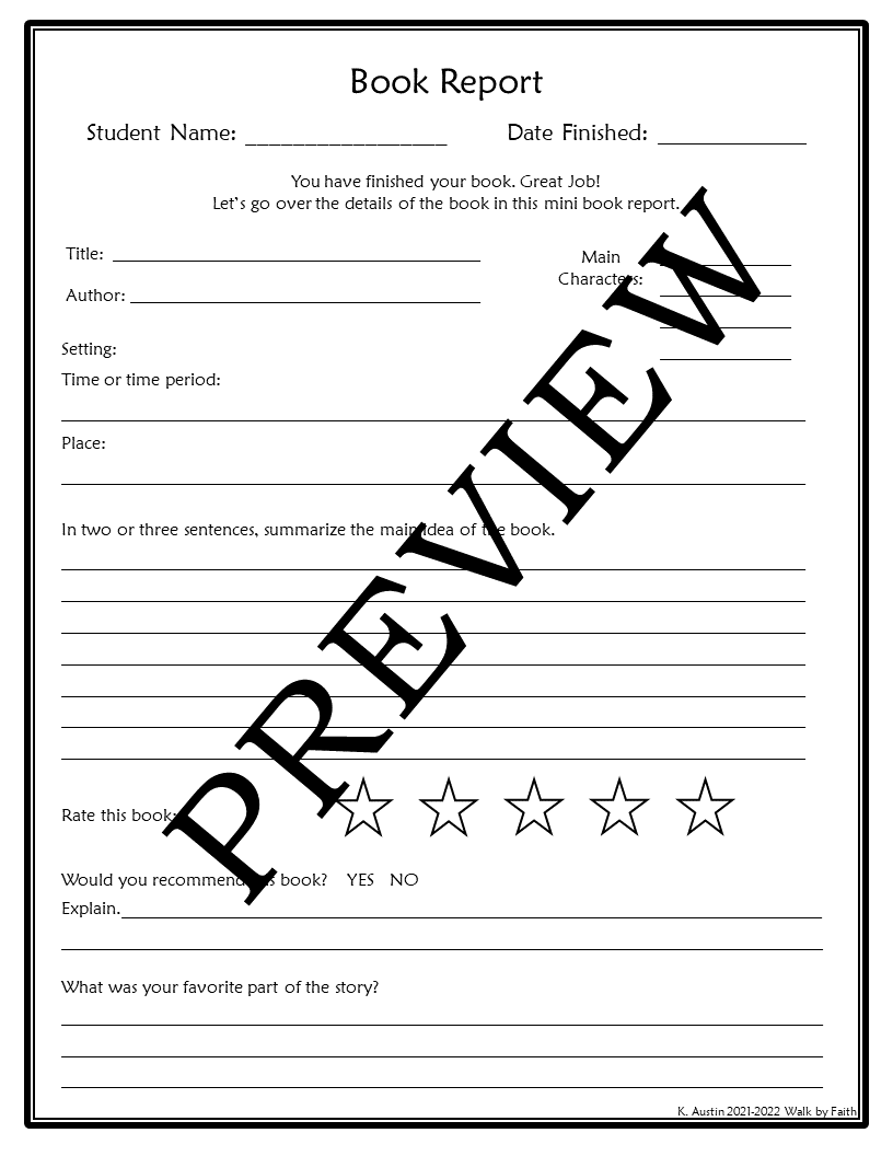 Book Report Forms