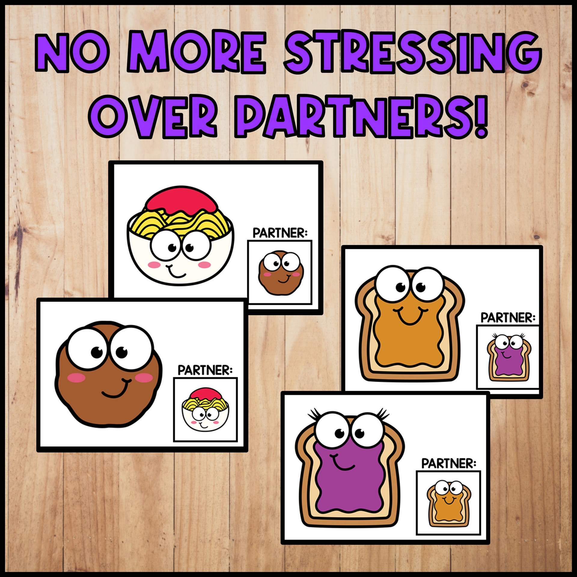 Partner Cards for Partner Work | Food Pairs for Picking Partners