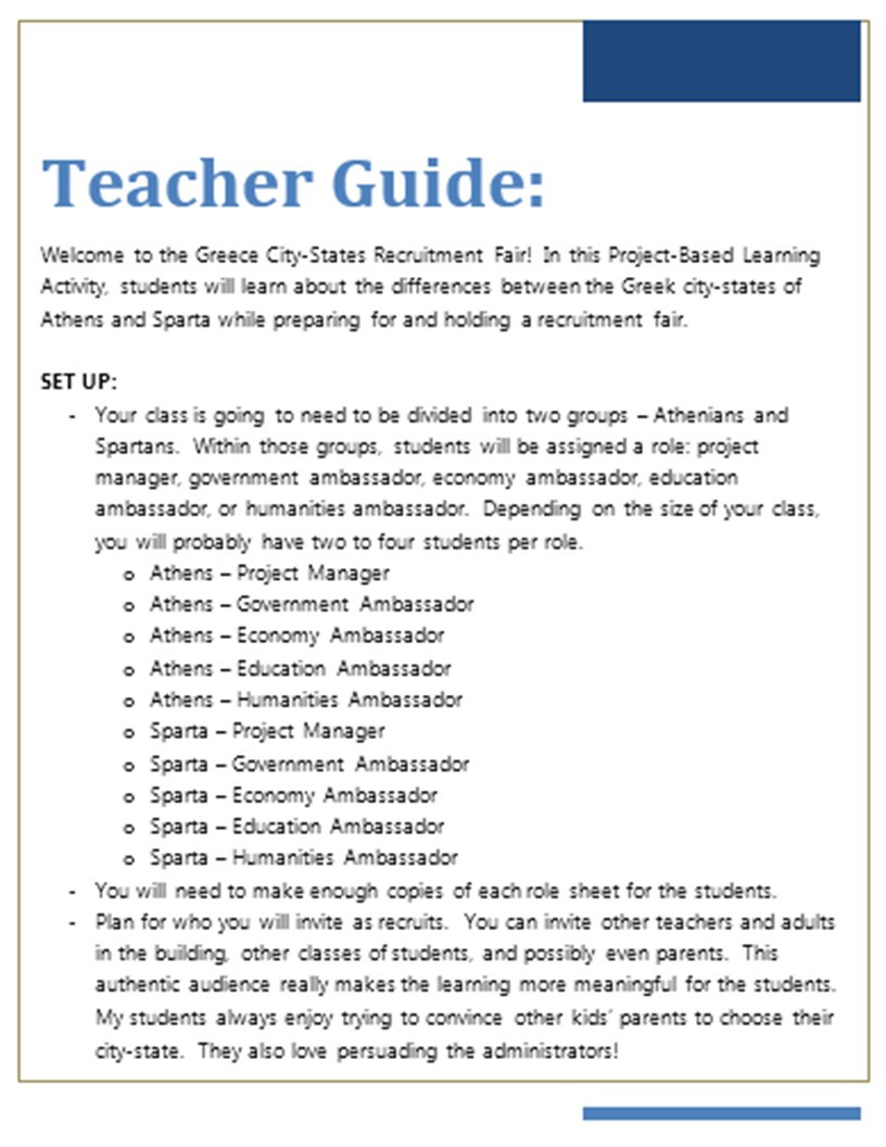 Project Based Learning: Ancient Greece Athens-Sparta PBL - Amped Up ...