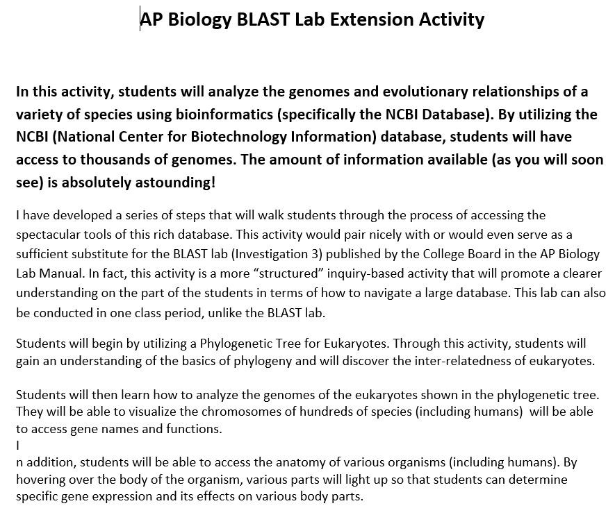 Comparing Genomes & Determining Evolutionary Relationships Using ...