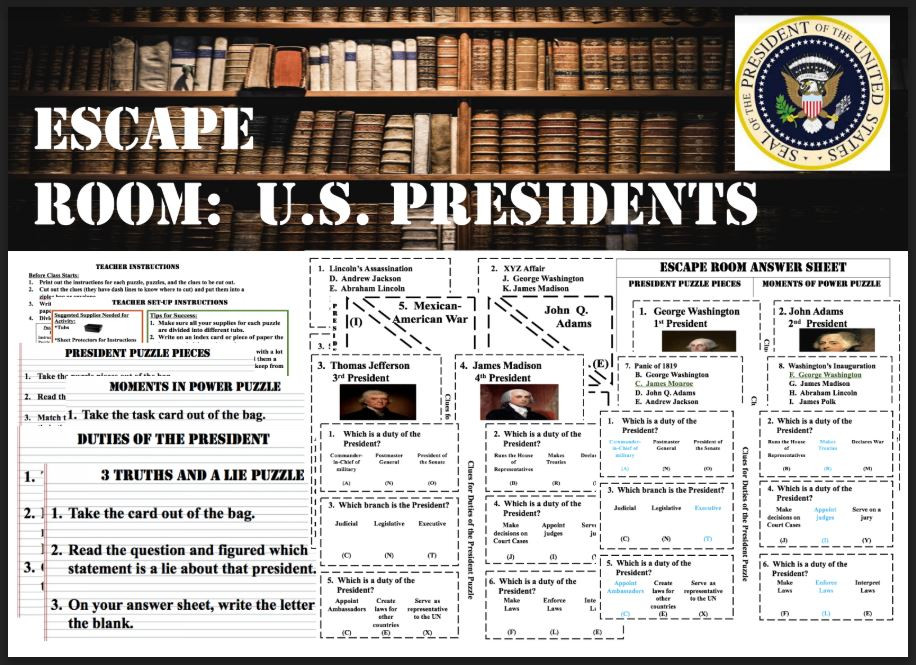 Escape Room-Presidents (Washington - Jackson)