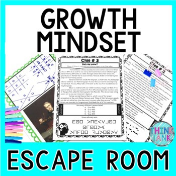 Growth Mindset ESCAPE ROOM Activity - Reading Comprehension - Back to ...