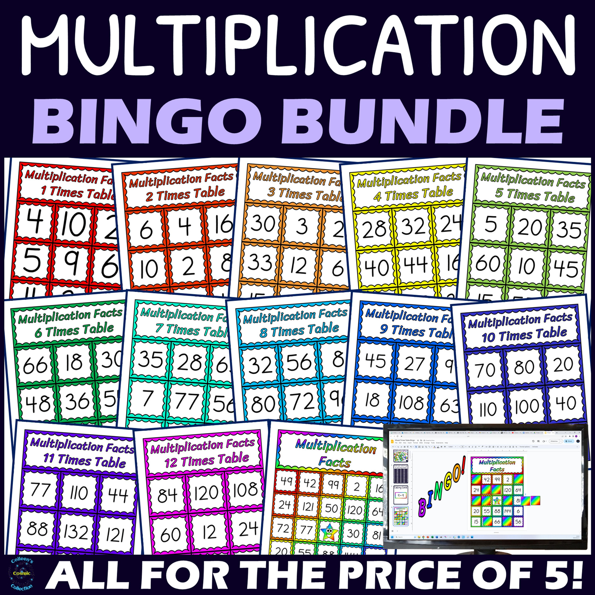 Multiplication Facts Activities BUNDLE - Times Table Bingo Games