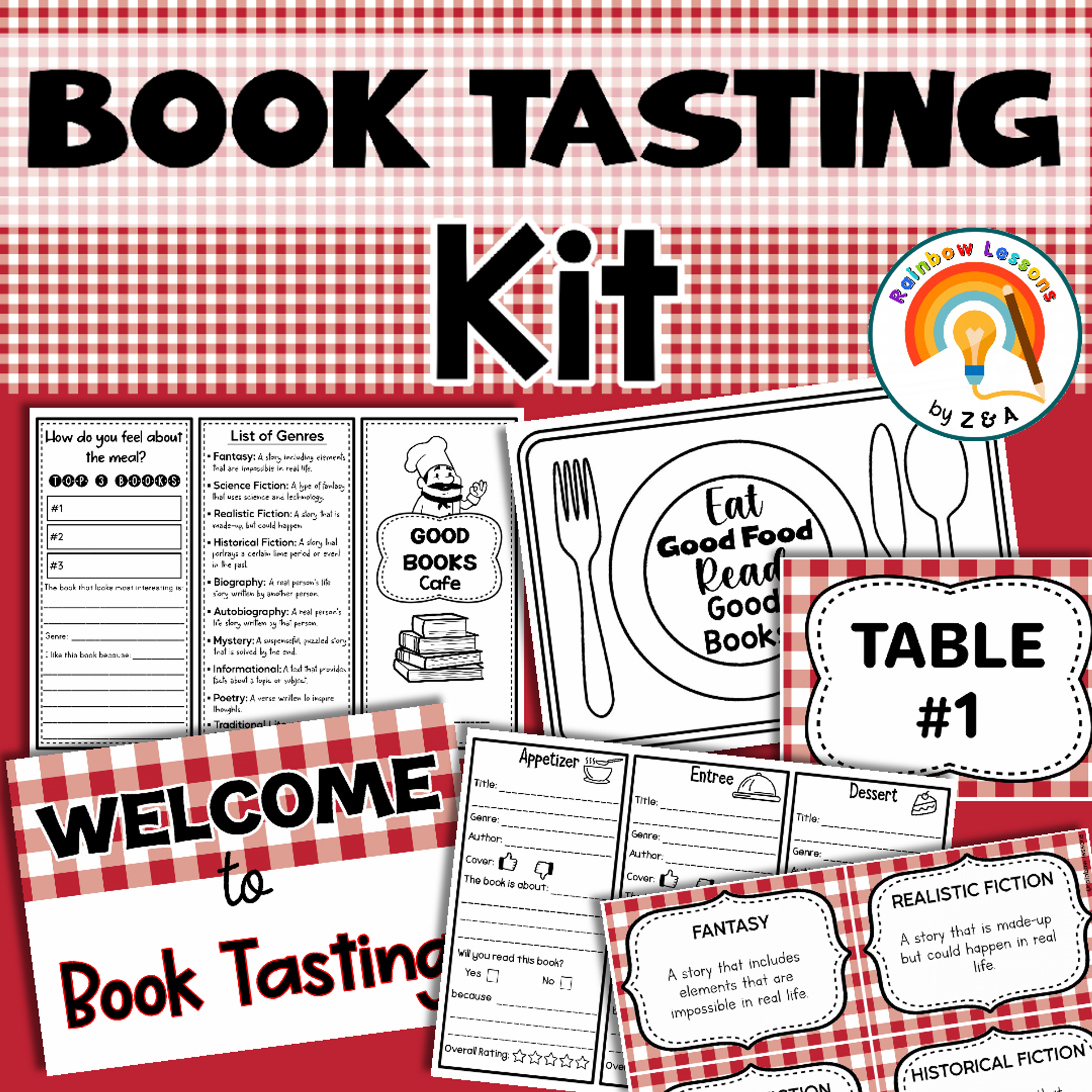 Book Tasting Menu | Book Tasting Kit | Book Tasting Recording Sheets ...
