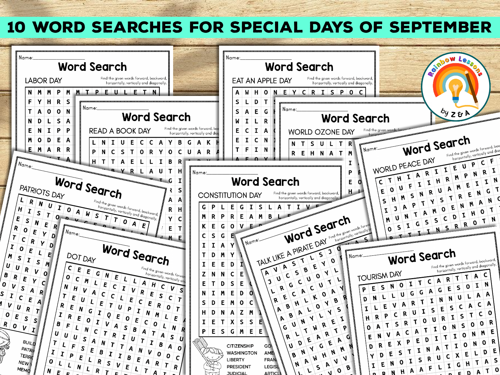 September Word Search | Patriot Day Word Search | September Activities ...