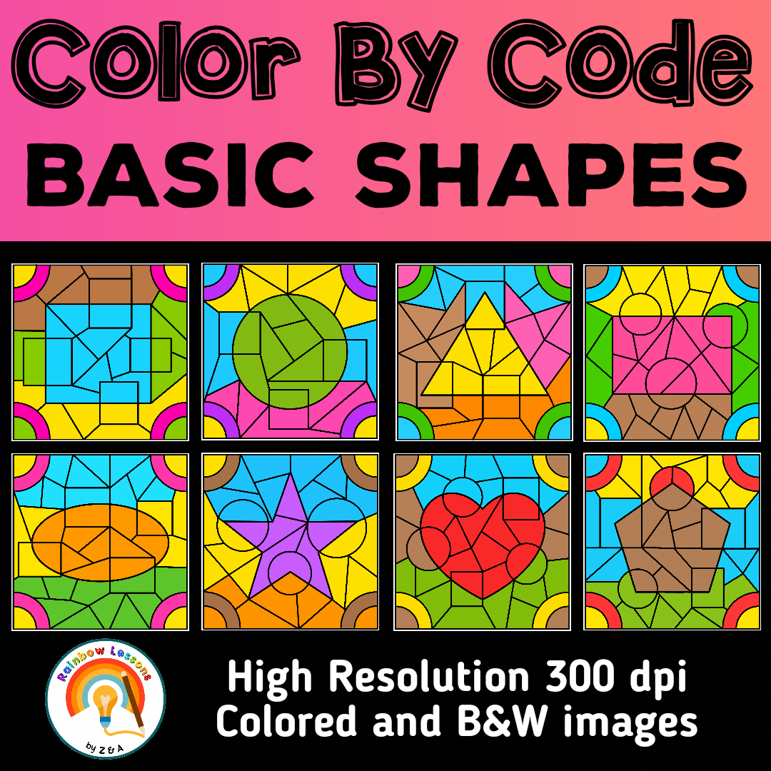 2D Shapes Color By Number Clipart | Shapes Cliparts | 2D Shapes CBC ...