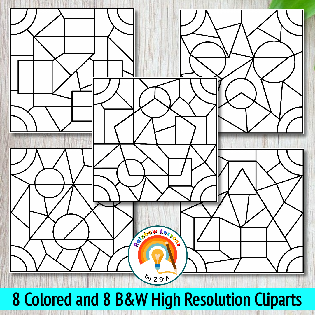 2D Shapes Color By Number Clipart | Shapes Cliparts | 2D Shapes CBC ...