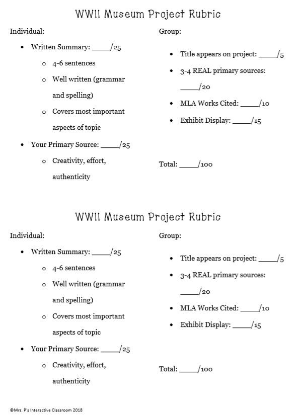 WWII Museum Exhibit Creative Project - FREE - Amped Up Learning