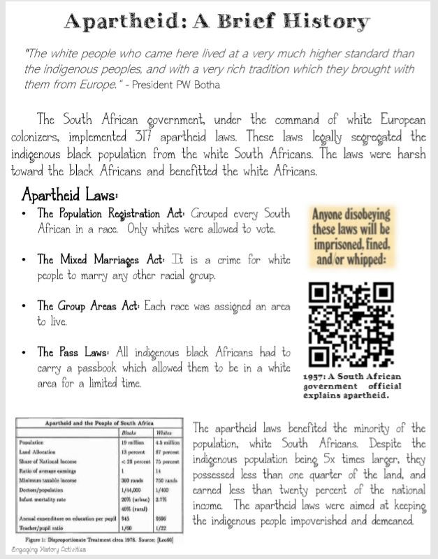 Nelson Mandela & Apartheid: Differentiated Readings and Activity ...