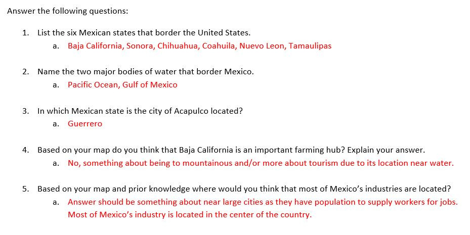 Mexico Mapping Activity - Amped Up Learning