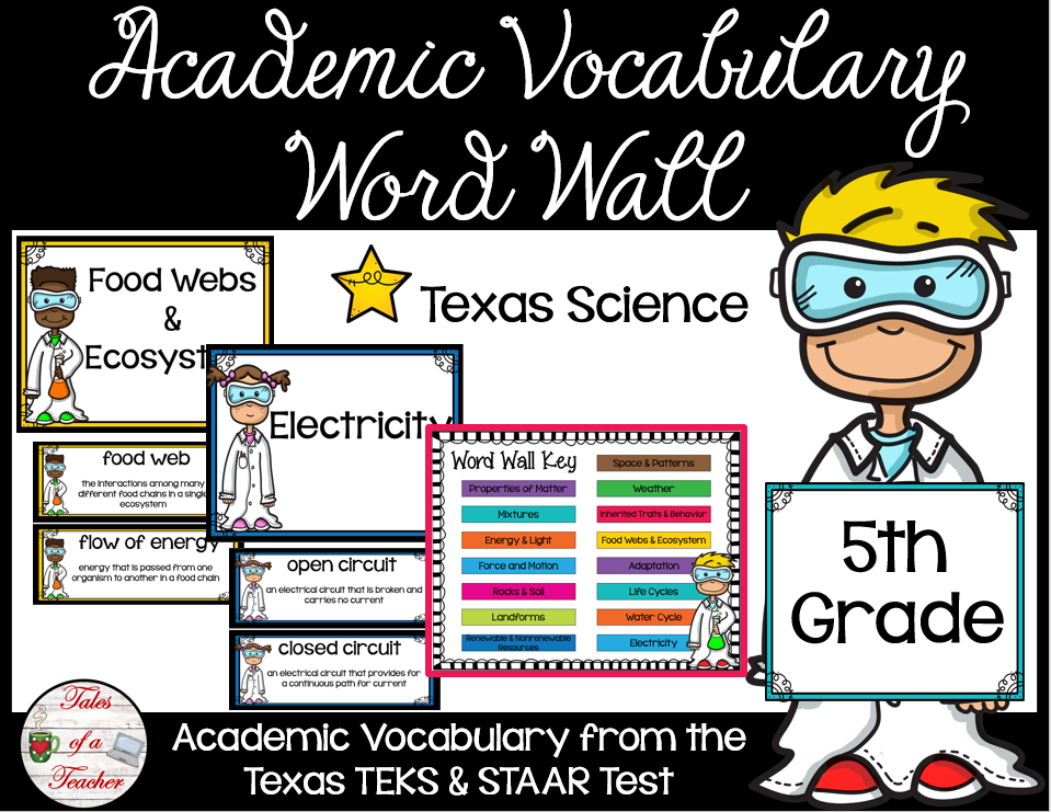 5th Gr Texas STAAR Science Academic Vocabulary Word Wall - Amped Up ...
