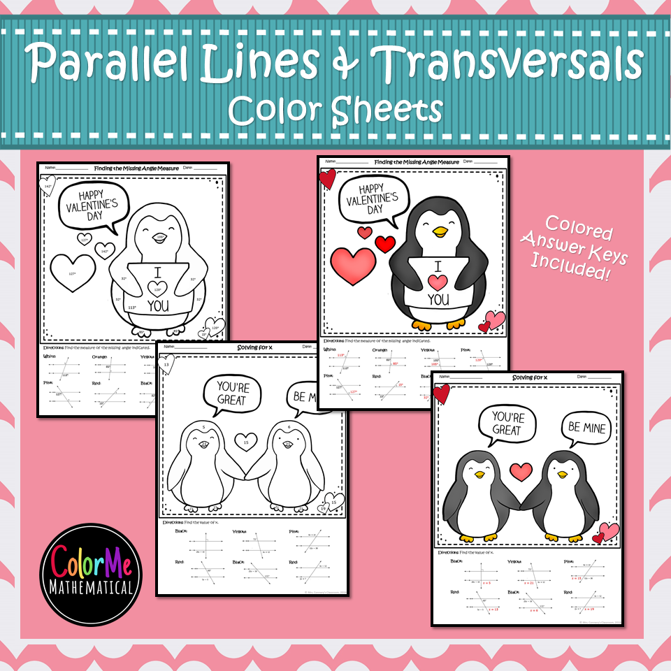 Parallel Lines cut by a Transversal Color by Number Worksheets - Amped ...