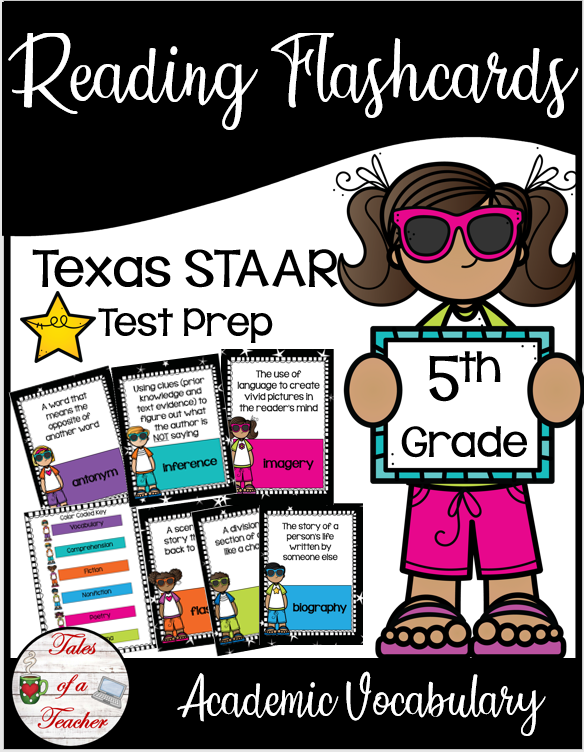 5th Grade STAAR Reading Academic Vocabulary Flashcards - Amped Up Learning