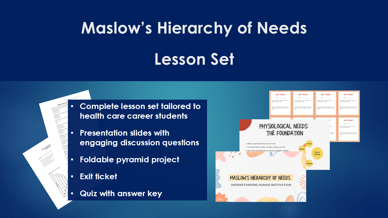 Maslow's Hierarchy of Needs Lesson Set for Medical, Nursing & Health ...