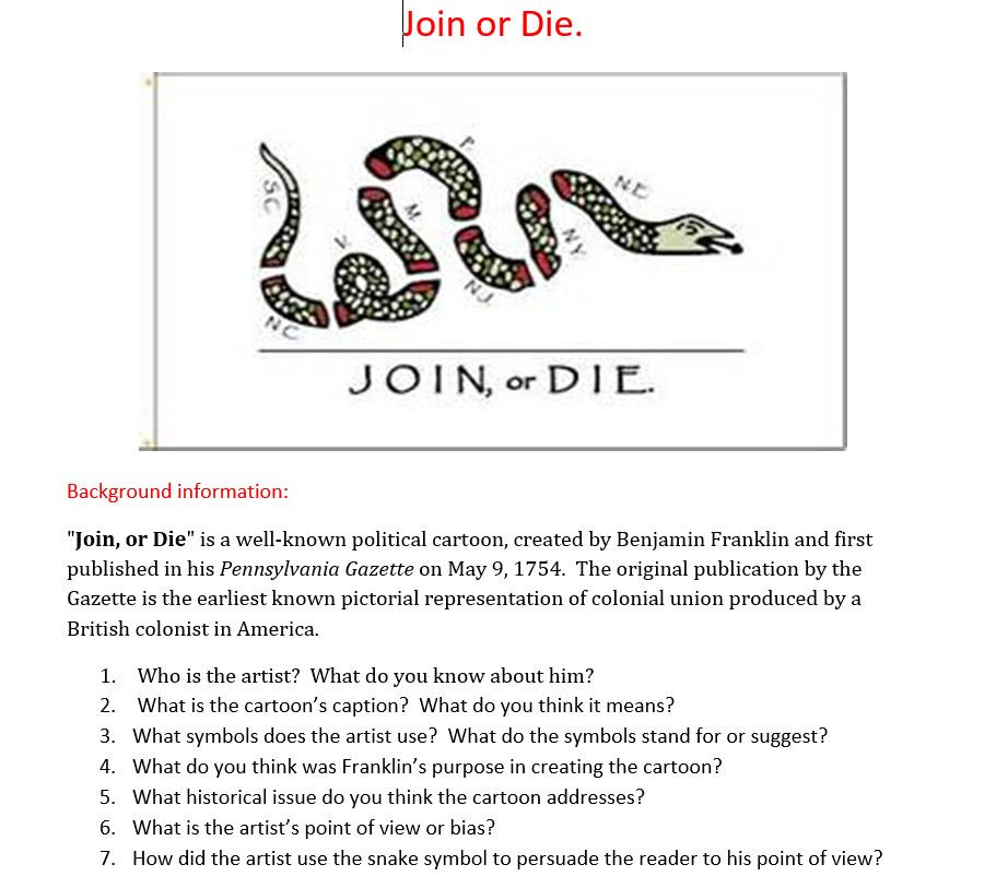 French and Indian War: American Revolution: Join or Die Cartoon
