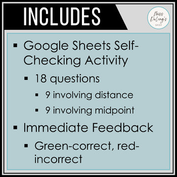 Distance and Midpoint Self Checking Sheet and Auto Grading for Google ...