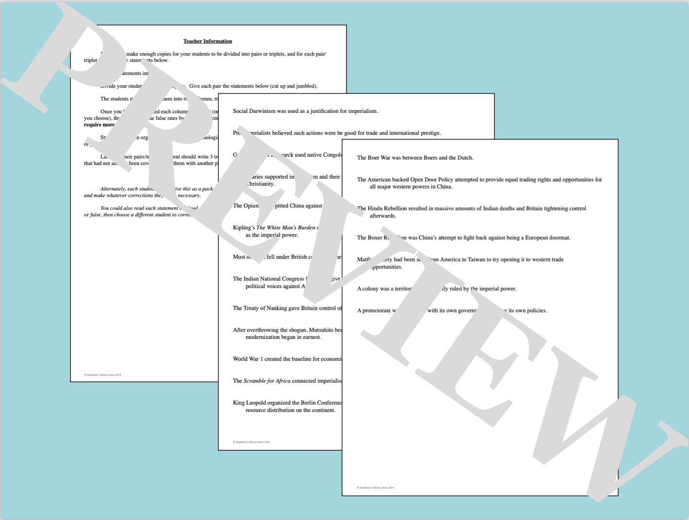 Imperialism in World History True False Fix Review Game