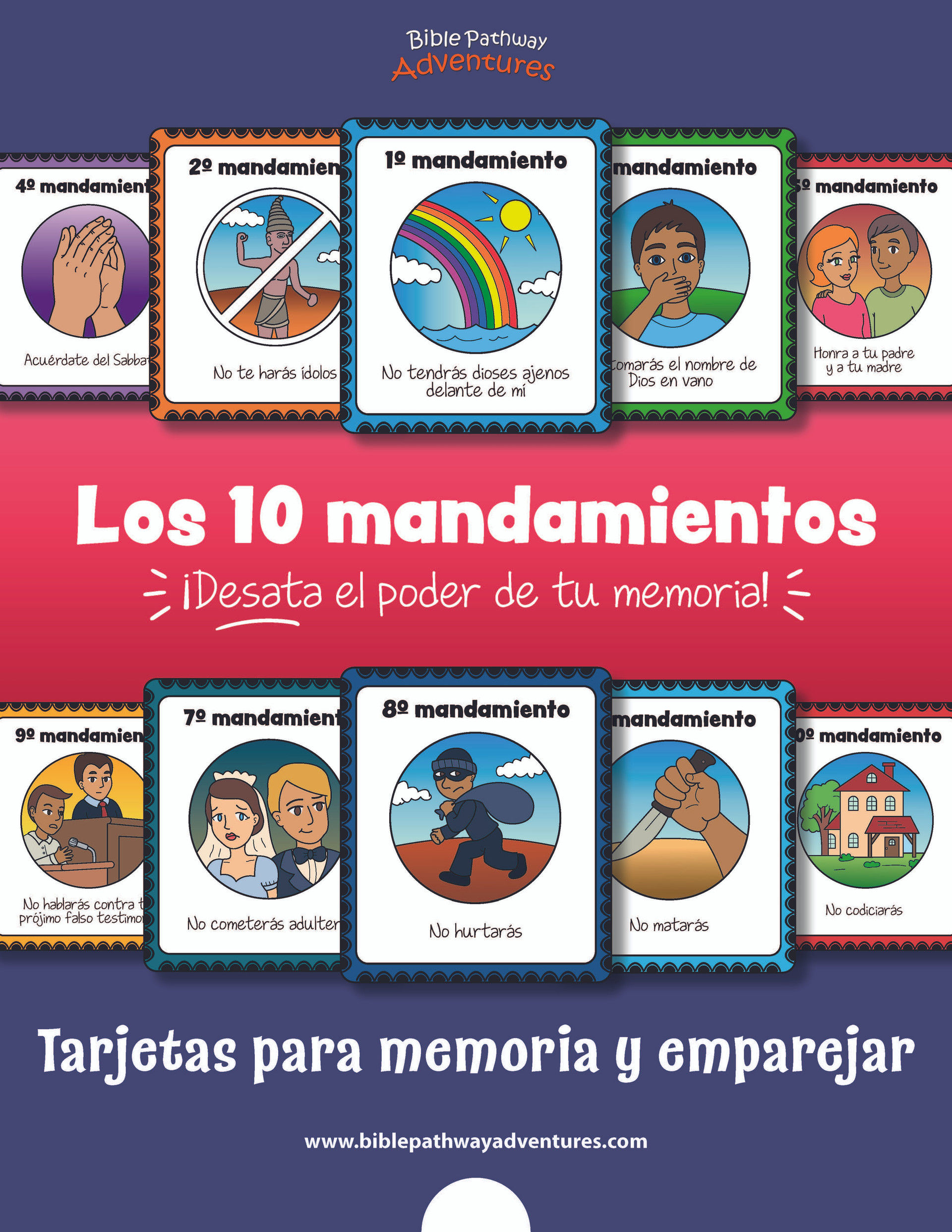 Los 10 mandamientos: Tarjetas para memoria y emparejar