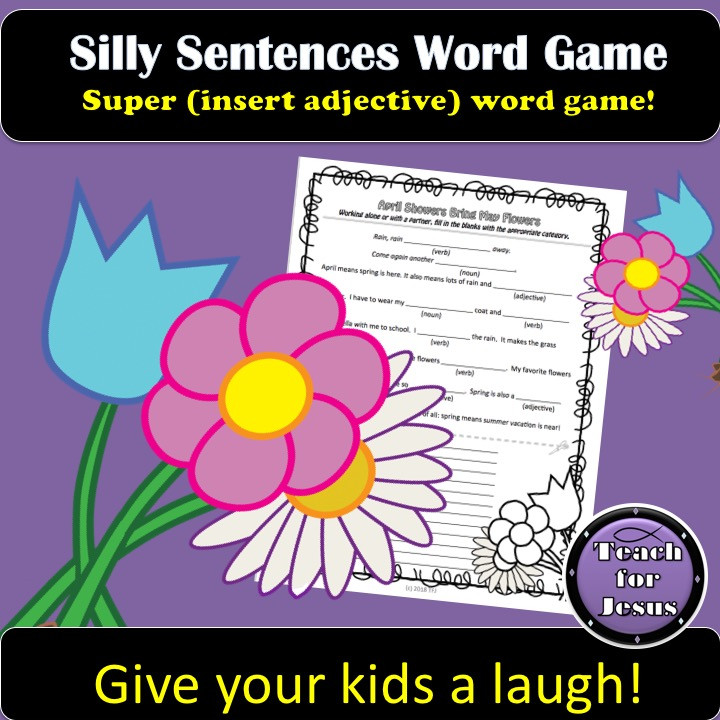 April Showers Silly Sentences Game - Amped Up Learning