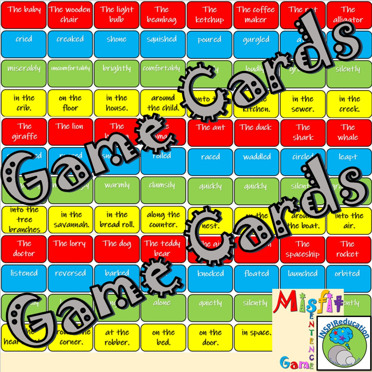 Sentence Construction "Misfit Sentence Board Game" - Amped Up Learning