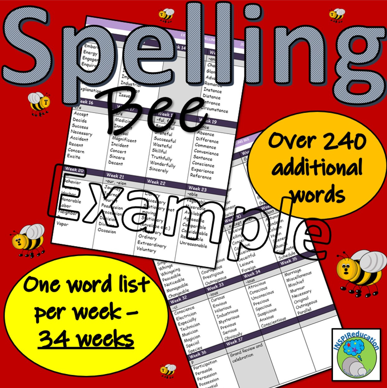Spelling Bee Extension Pack for More Able Spellers - over 240 ...