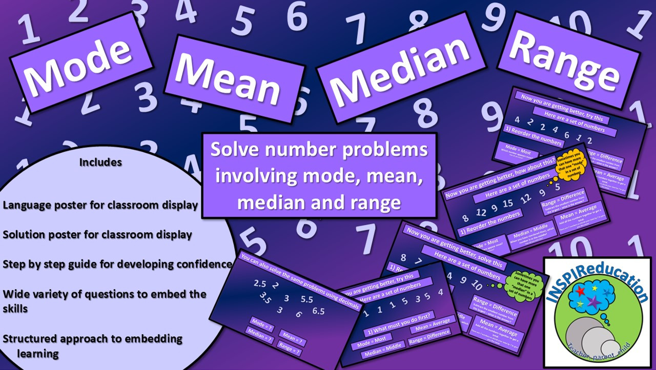 Number: Mode, Mean, Median and Range - Problem Solving - Amped Up Learning