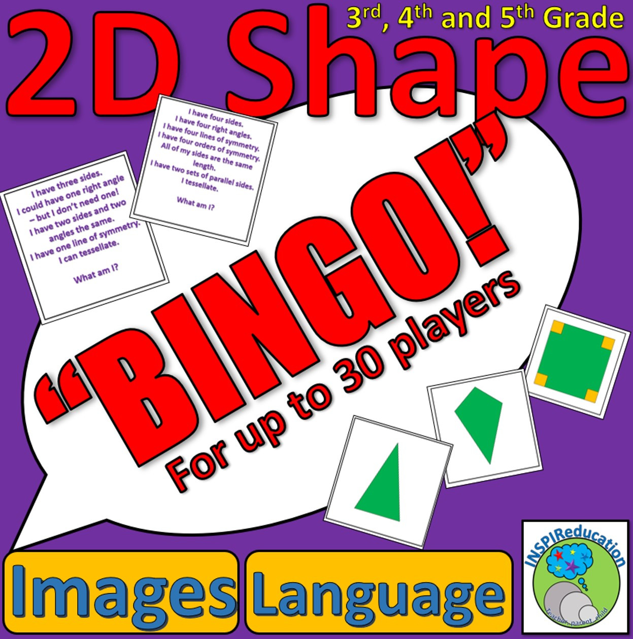 2D Shape Bingo - Images and Descriptions - for up to 30 Players - Amped ...