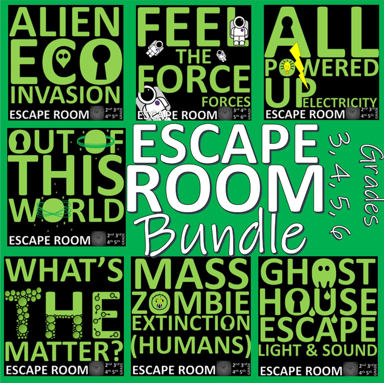 7 Science Escape Room Bundle (14 hour running time) - Amped Up Learning