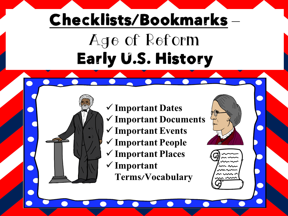 Checklists/Bookmarks-Age of Reform - Amped Up Learning