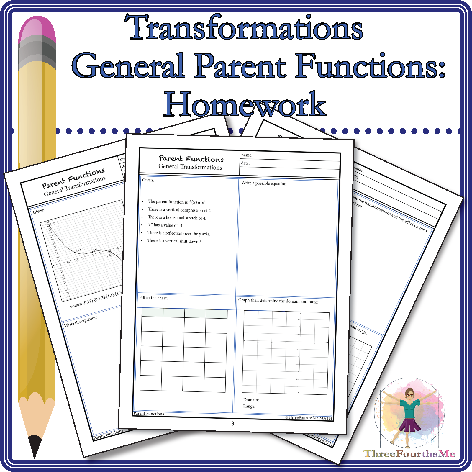Transformations of Parent Functions Classwork or Homework - Amped Up ...
