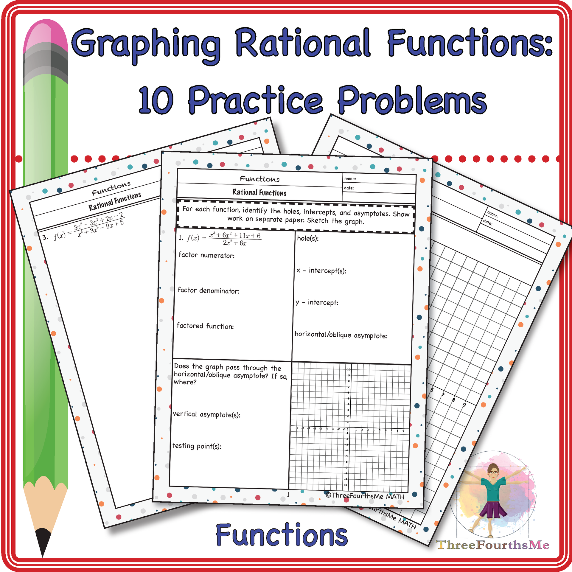 Graphing Rational Functions 10 Practice Problems - Amped Up Learning